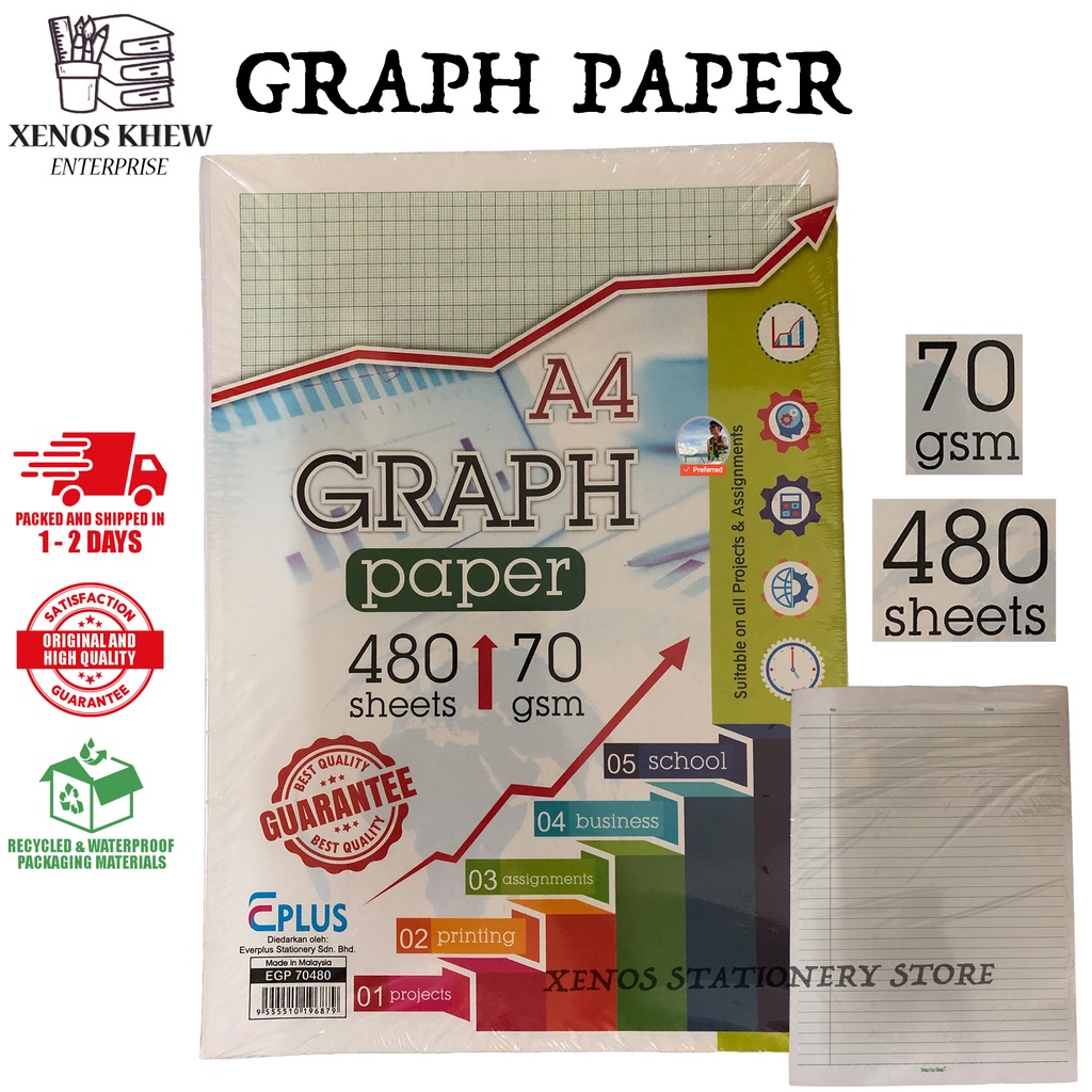 GRAPH PAPER A4 70GSM 480SHEETS SINGLE SIDE GRAPH PAPER (ONE SIDE SINGLE ...
