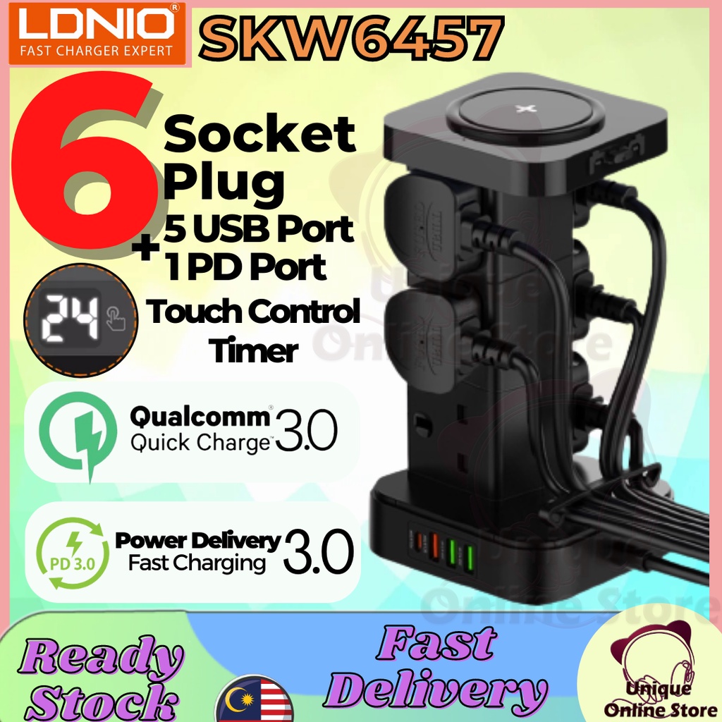 Tower Extension Plug with USB Charger Extension Socket Ldnio SKW6457 ...