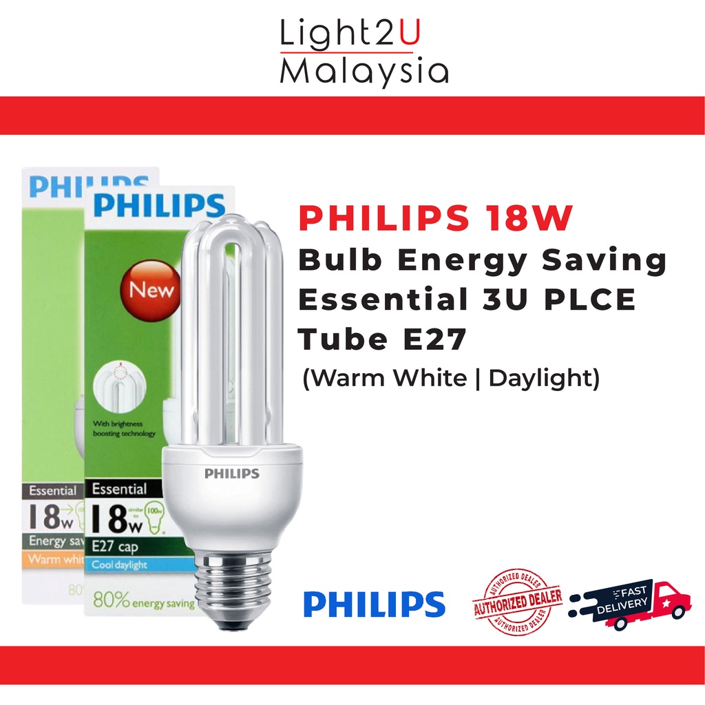 Philips 18W Essential Energy Saving 3U PLCE e27 (Warm White & Cool ...