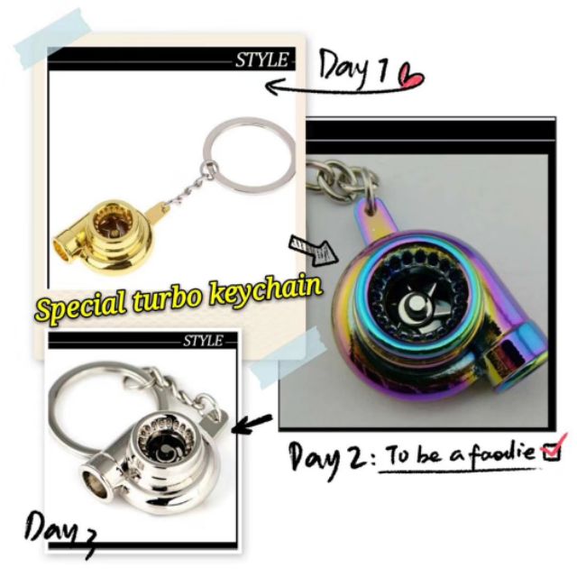 turbo key keychain ring turbine spinning whistle sound NOS chrome ...