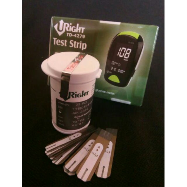 Test Strip (25 strips) for URIGHT Blood Glucose Meter (Exp: Sept 2022 ...