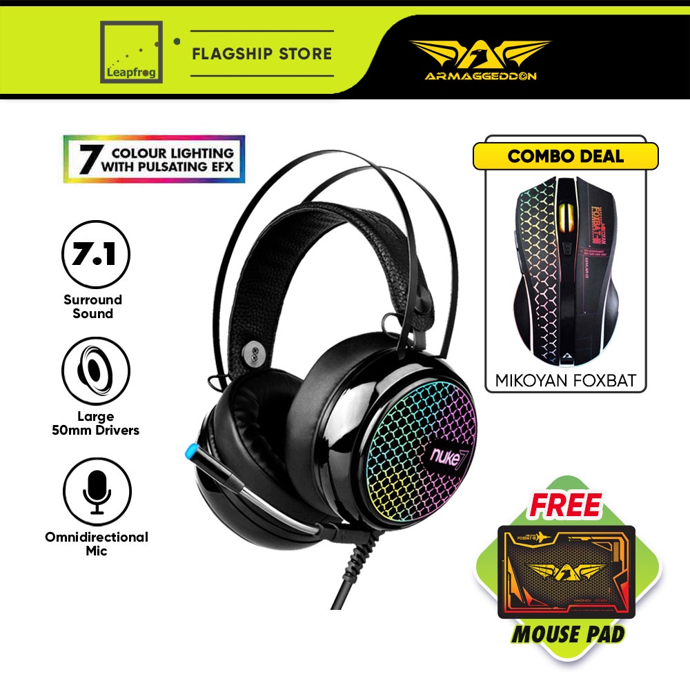 Armaggeddon Nuke 7 Stereo Gaming Headphones with Mic | 7.1 Surrond ...