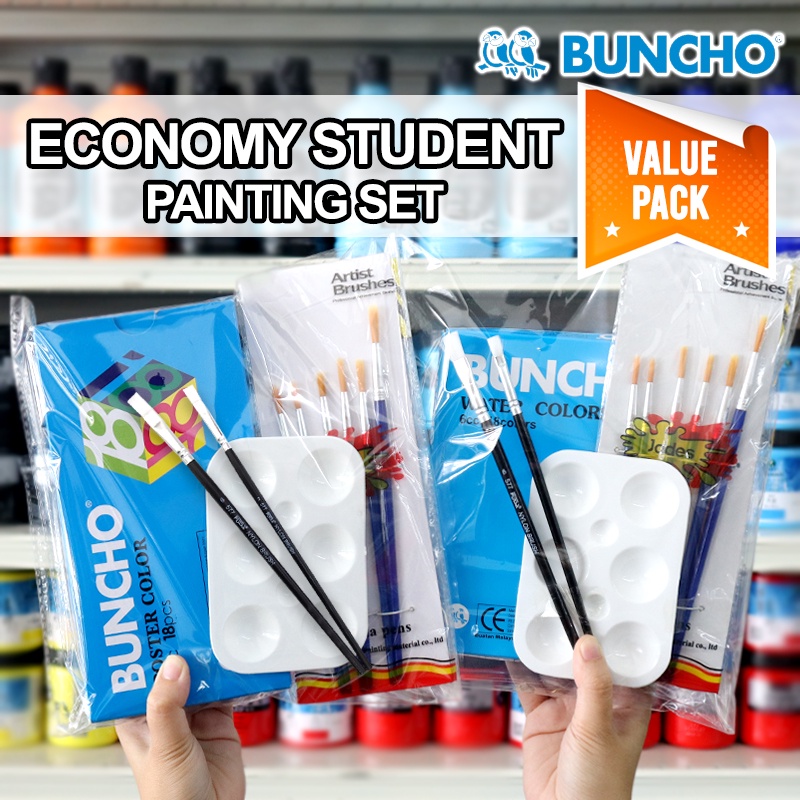 Buncho Economy Student Painting Set Poster / Water Color 12 & 18 Colors ...