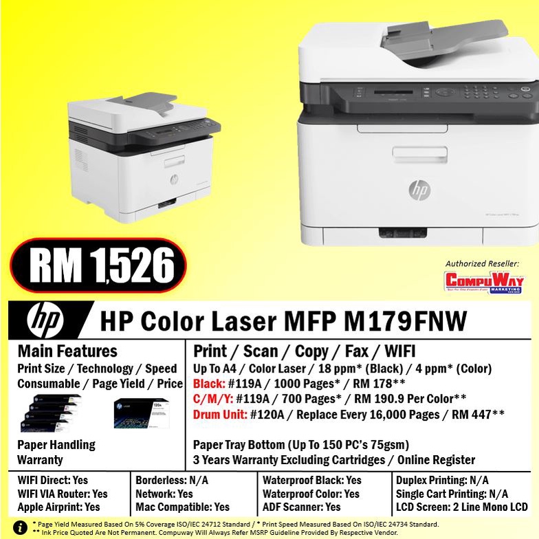 HP COLOR LASER MFP M179FNW PRINTER | Shopee Malaysia