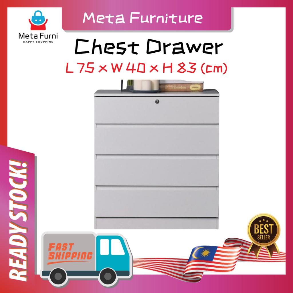 MetaFurni - Chest Drawer 1004 / 4 Layer Drawer Storage (White) | Shopee ...