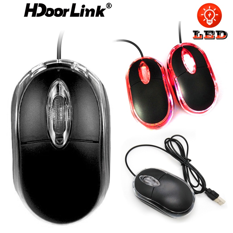 HdoorLink Adjustable 3 Buttons Optical Professional Gamer Office Mouse 3D USB Wired Luminous ...