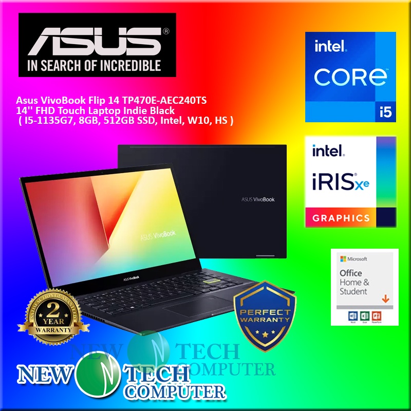 LAPTOP Asus VivoBook Flip 14 TP470E-AEC240TS 14'' FHD Touch Indie Black ...