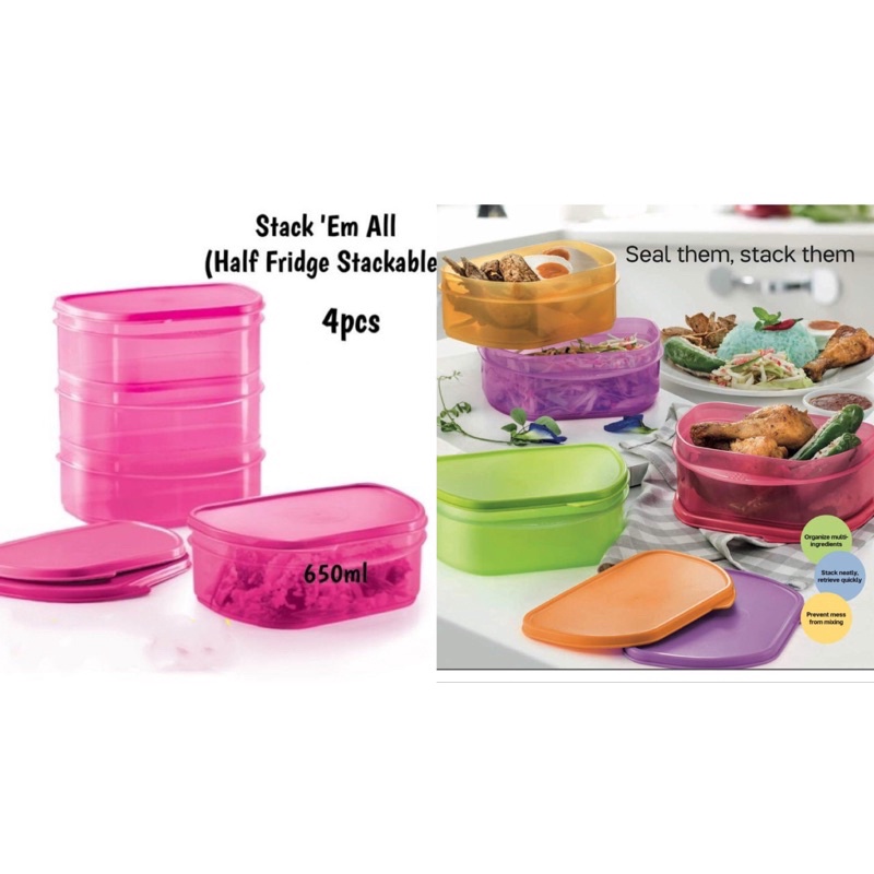 Tupperware Stack N Chill / Stack Em All (4) 650ml | Shopee Malaysia