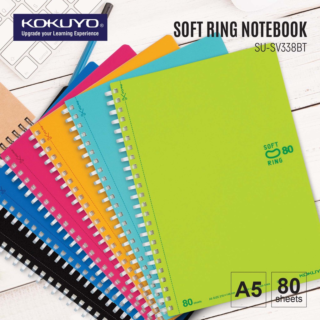 Kokuyo Soft Ring Notebook A5 B5 80 Sheets 6mm Ruled With Dotted