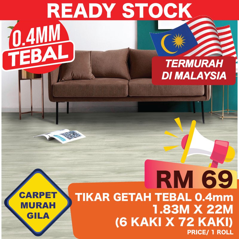 HOT SELLING TIKAR GETAH TEBAL 0.4MM 1.83M X 220M(6KAKI X 72 KAKI)/VYNIL ...