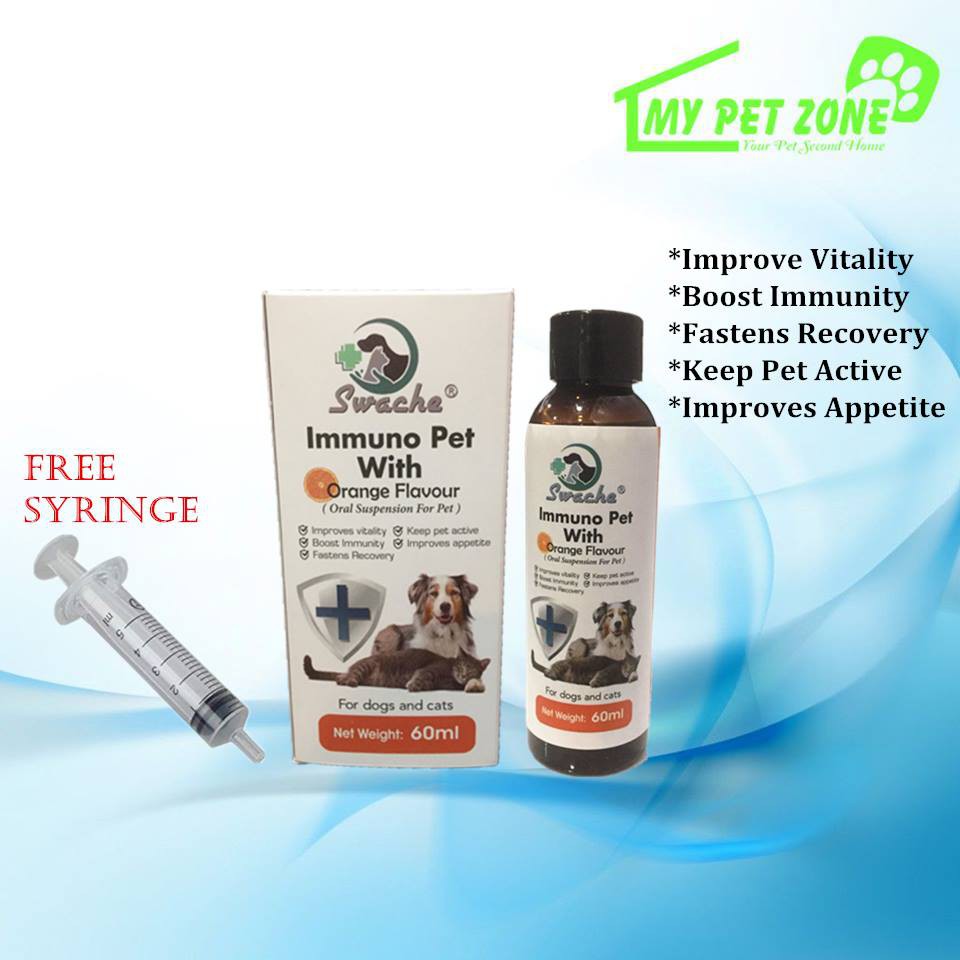 Swache Immuno Pet with Orange Flavor / Immune Booster (Dog & Cat) 60ML ...
