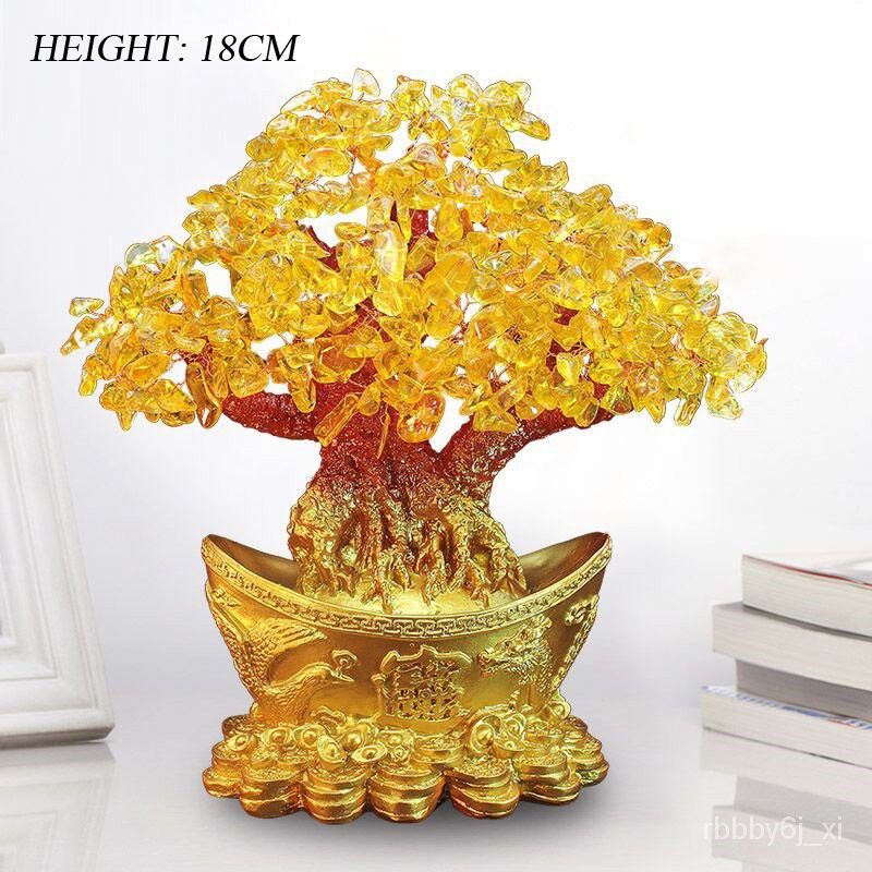 Lucky Money Tree Chinese Gold Ingot Crystal Fortune Tree Ornament ...