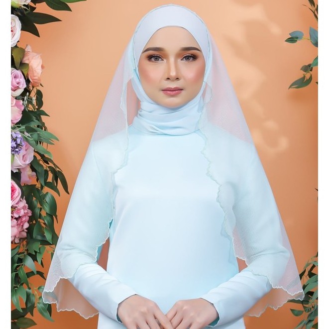 HIJABISTAHUB VEIL A06 SHORT VEIL NET EMBROIDERED /VEIL NIKAH /VEIL ...