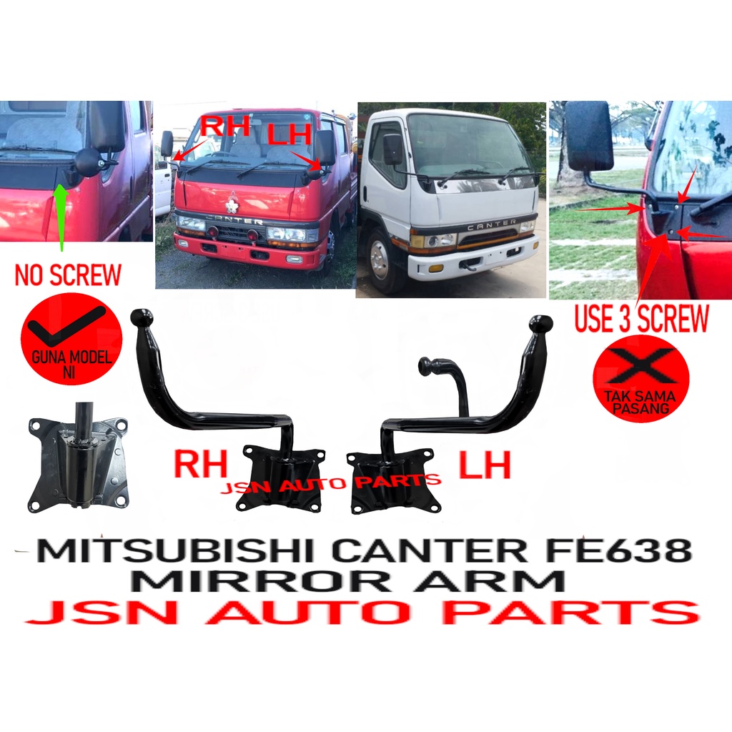 J01S06 MIRROR ARM MITSUBISHI FUSO CANTER FE511 FE639 FE647 4 HOLE ...