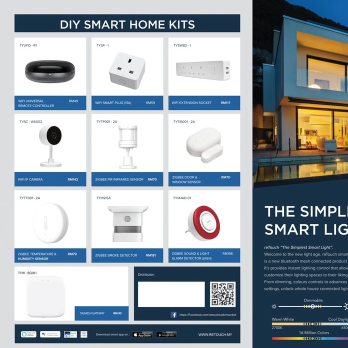 reTouch DIY Smart Home Kits (WIFI Universal Controller/ Smart Plug ...
