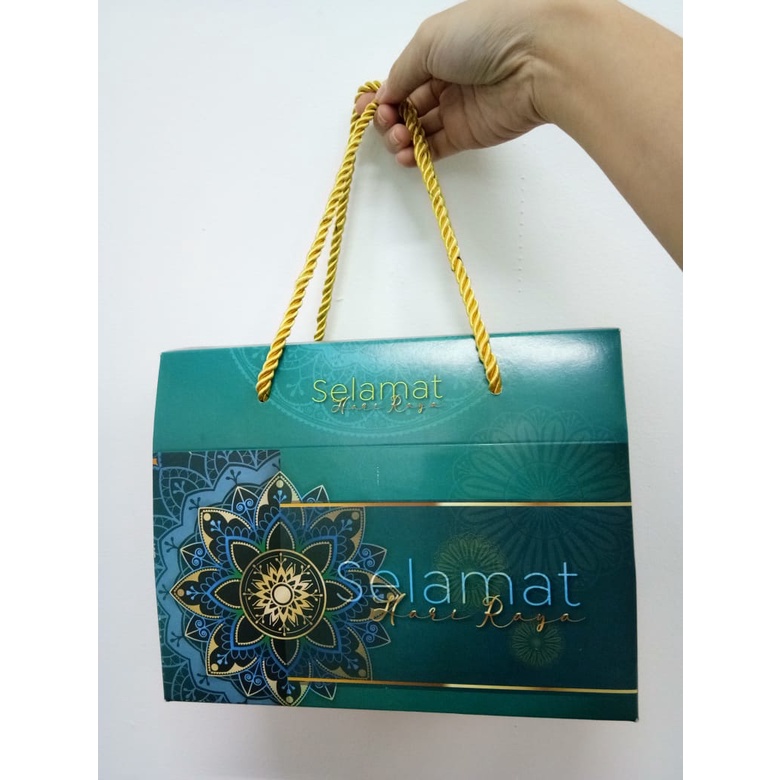 Hari Raya Gift Box (Handle Turquoise) Kotak Biskut Hari Raya | Shopee ...