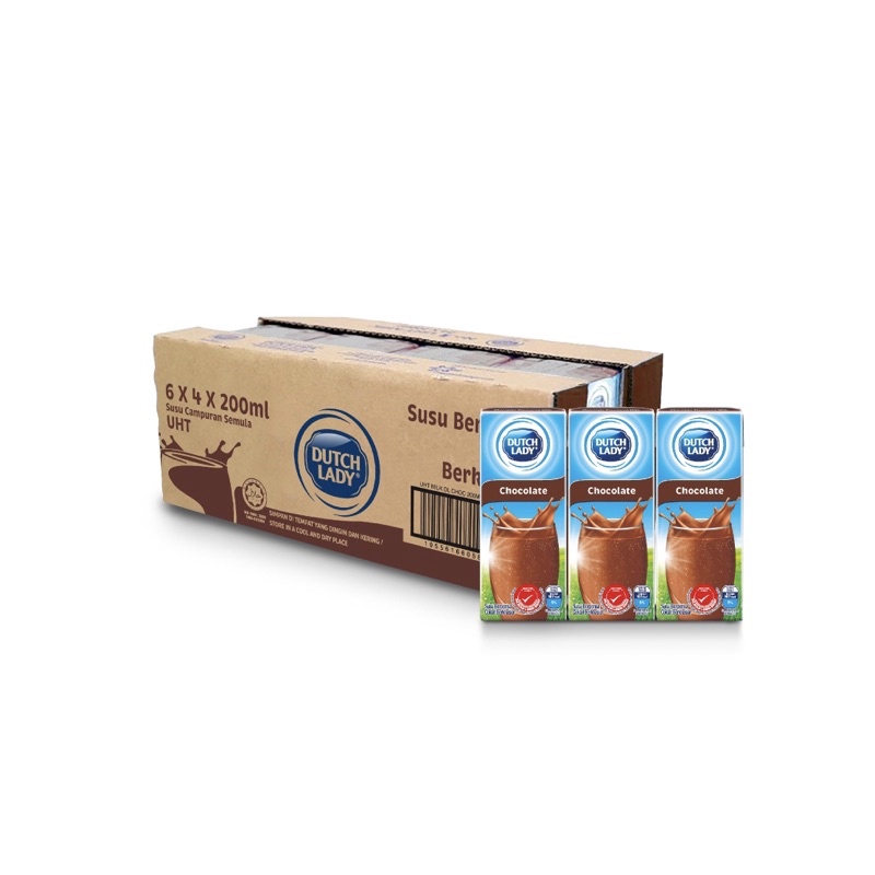 (200ml x 24) Dutch Lady Recombined Milk Chocolate / Full Cream Susu ...