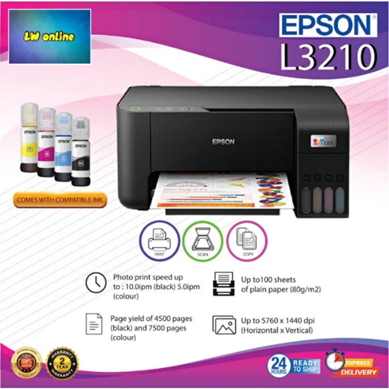 EPSON NEW MODEL L3210 / L3216 EcoTank All-In-One Ink Tank PRINTER-print,scan,copy | Shopee Malaysia