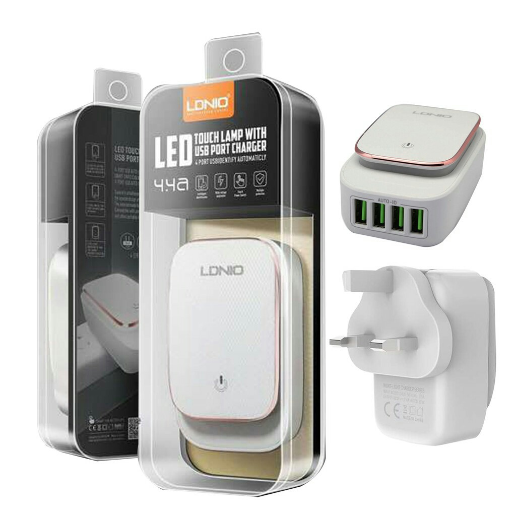 LDNIO A4405 LED Touch Lamp With USB Port Charger ( 4 USB ) | Shopee ...