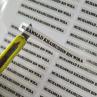 STICKER NAMA MURID STICKER NAMA ANAK SEKOLAH WATERPROOF (TRANSPARENT ...