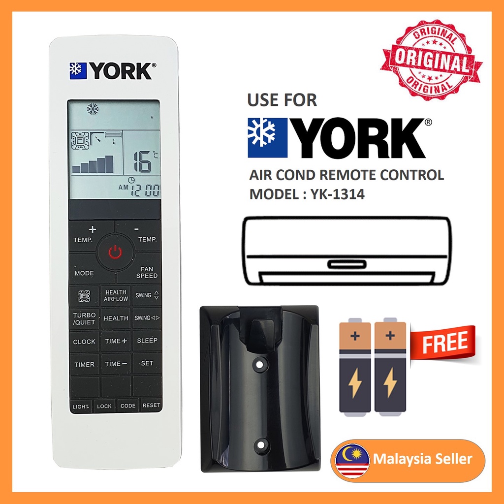 **Original** York YK-1314 Air Cond Aircond Air Conditioner Remote ...