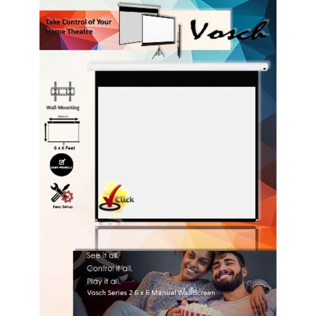 Vosch High Quality 72 X 72 (6 X 6 Feets) Manual Projector Wall Screen ...