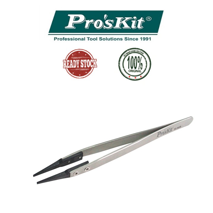 Pro'sKit TZ-300B Static Dissipative Soft Tip Tweezer (Flat Tips) 125mm ...