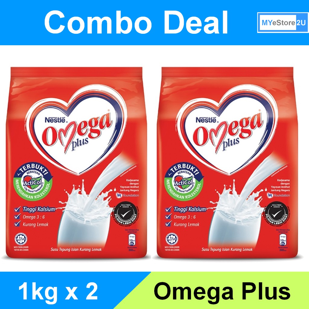 Nestle Omega Plus (1kg x 2 Pack) Milk Powder. Susu Tepung. Powder Milk ...