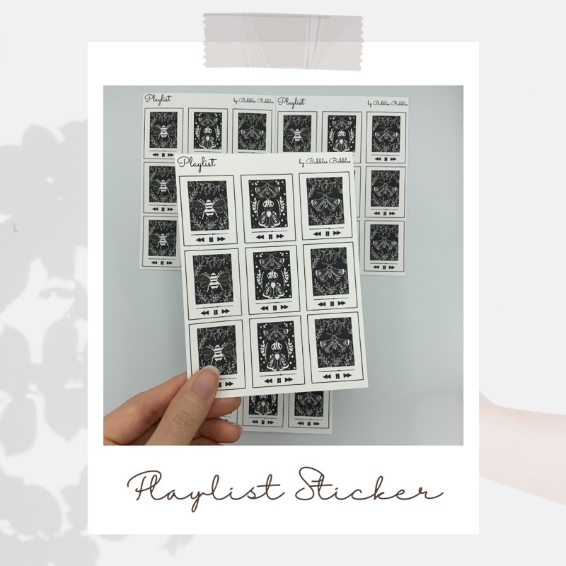 Music Playlist Sticker (1 pcs), Bullet Journal Stickers, BUJO, Cute ...