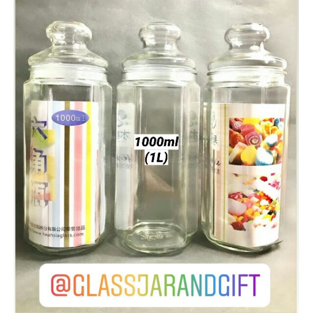 GLASS JAR/BALANG KACA/BALANG KUIH RAYA/DECO - SAIZ : 1000ml (1L ...