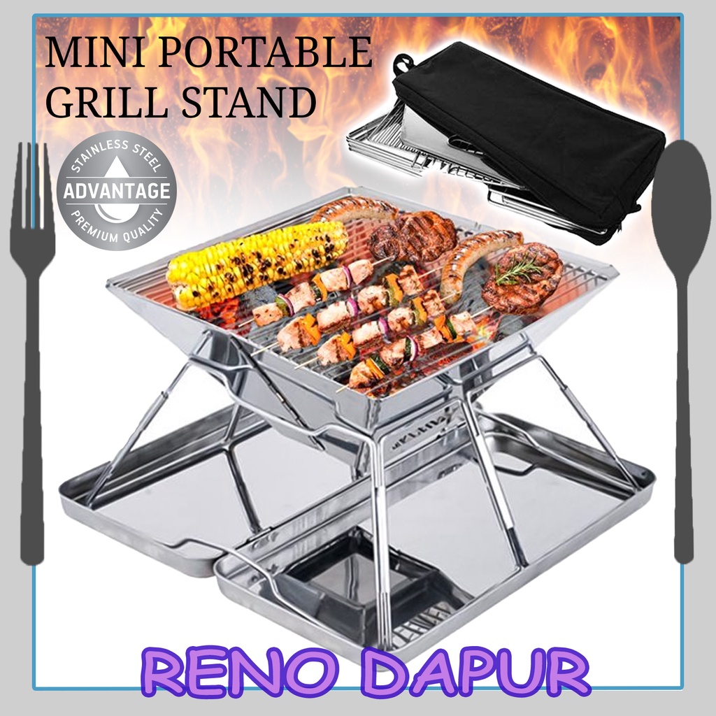 Stainless Steel Barbeque Grill Stand Carrying Box Portable Non-Stick ...