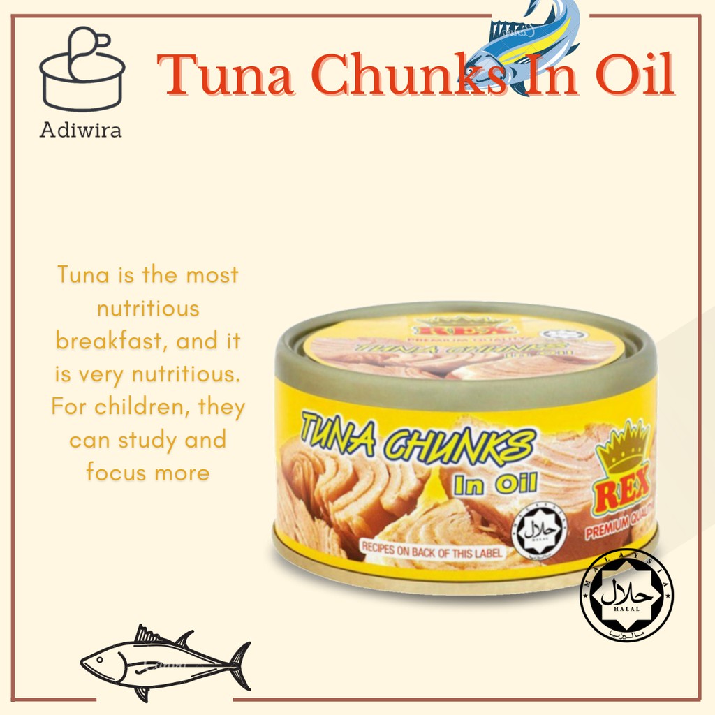 Rex Canned Food Tuna Chunks In Oil 185gram halal Adiwira Store | BeeCost