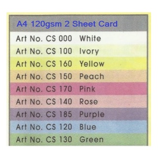 A4 120gsm 2 Sheet Card Light Colour (10s) | Shopee Malaysia