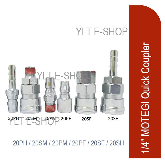 MOTEGI Quick Coupler 1/4" - 20PF, 20PM, 20PH, 20SH, 20SM, 20SF (Made in Taiwan) (Air Hose ...