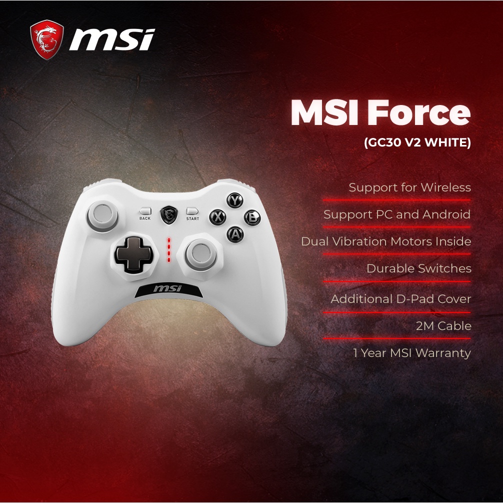 MSI FORCE GC30 V2 Wireless Gaming Controller White | Shopee Malaysia