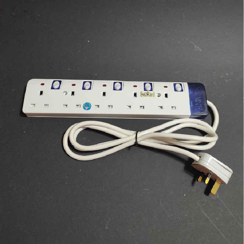 MyDeal- MNE 5 Gang Trailing Socket with Neon Light Switches| Safety ...