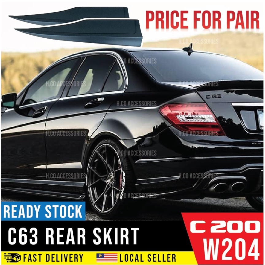 Rear Skirt C63 W204 AMG Splitter Pair Black Mercedes Benz Brabus Rear ...