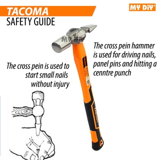 MYDIYHOMEDEPOT - TACOMA Cross Pein Hammer TPR Anti Slip Handle Wireman ...