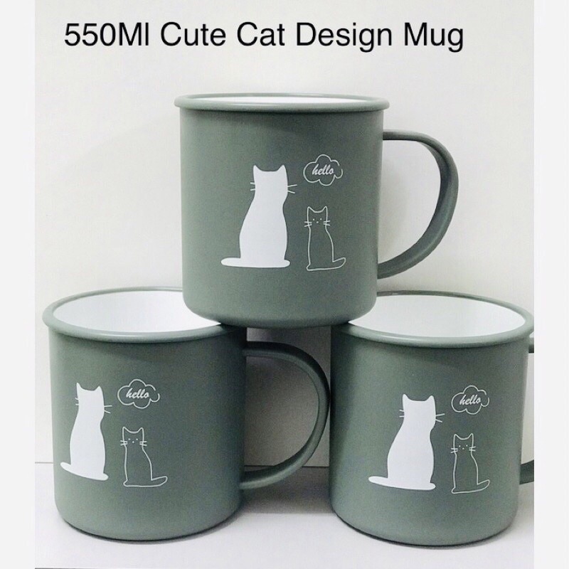 【Ready Stock 】 550ml Plastic Melamine Hello Cat Mug cawan Kucing design ...