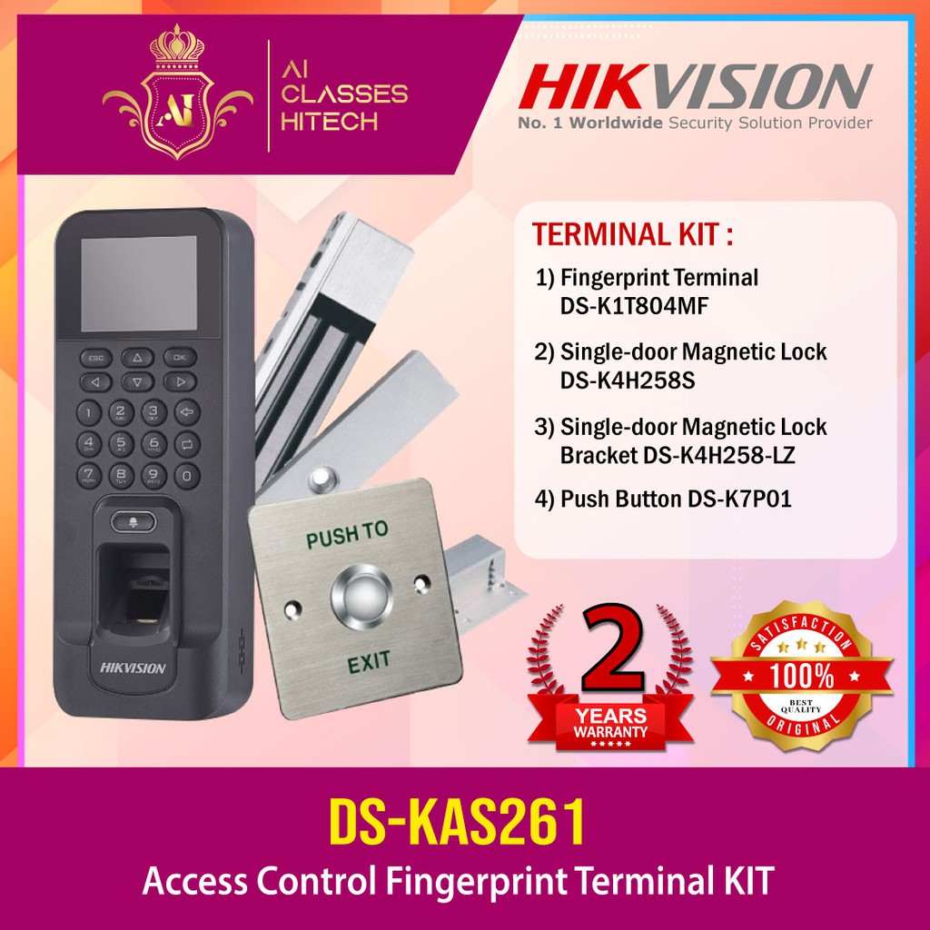 HIKVISION DS-KAS261 Fingerprint Terminal Kit Set DS-K1T804MF + Single ...