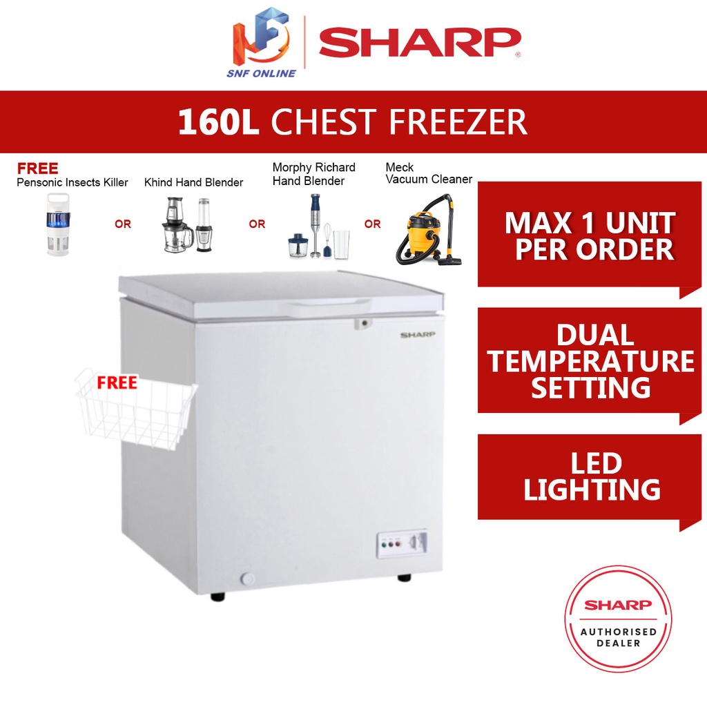 Sharp Chest Freezer With Lock And LED Light (160 L) SJC168 | Shopee ...