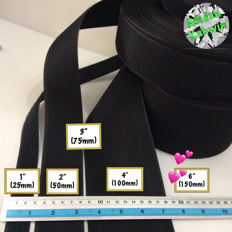 (50cm) 6” Pelekat Kain Velcro Hook Loop Fastener 15cm @ 2 warna ...