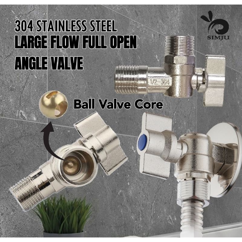 304 Stainless Steel Large Flow Angle Valve Ball Valve Core 1/2 ...