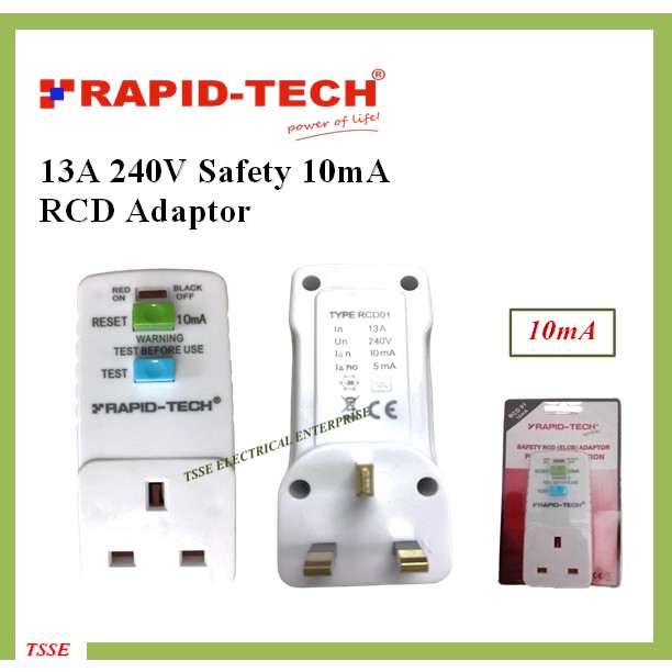 Rapid-Tech Safety RCD (ELCB) Adaptor Power Protection (10mA) | Shopee ...