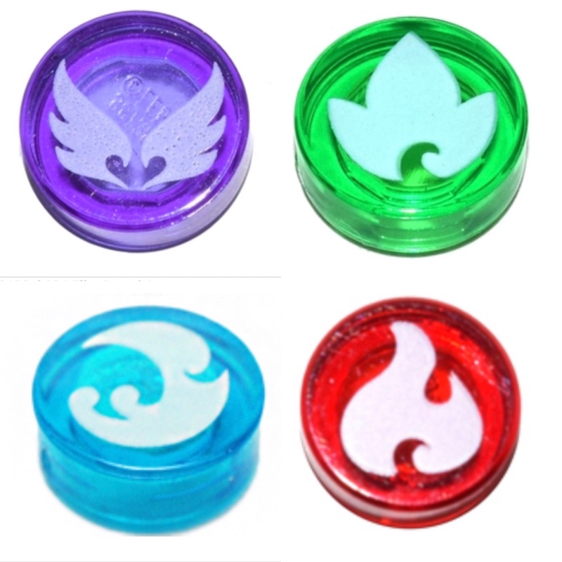 Lego Tile Elves Power 4 Elements Icon Pattern on Round 1x1 ( LEGO ...