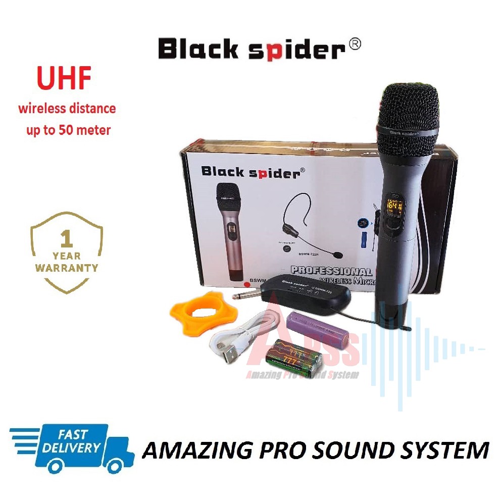 Black Spider Portable Rechargeable UHF Wireless Microphone System ( Handheld ) | Shopee Malaysia