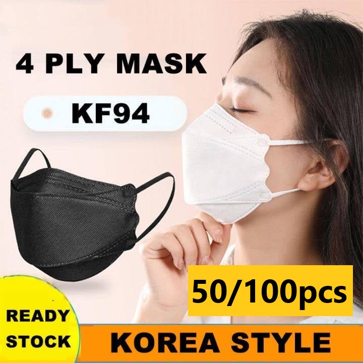 KF94 Mask Individual Packing 100pcs Bundle Pack KF94 3D Fish Mouth Shaped Face Mask Disposable ...