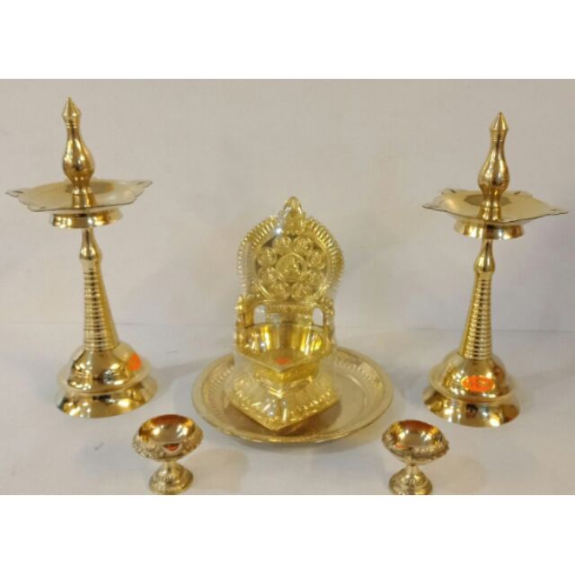 Brass Poojai Set With Asthalaxmi Vilakku | Shopee Malaysia