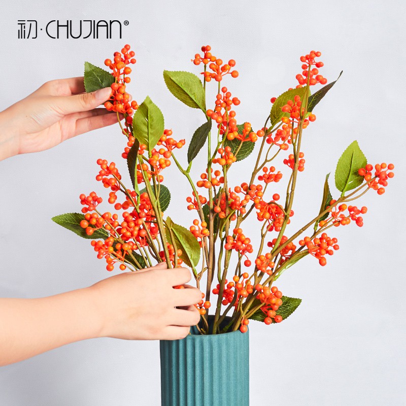 Bunga Tiruan Bunga Oak Buah Palsu Cawangan Plastik Bunga Kering Tumbuh ...