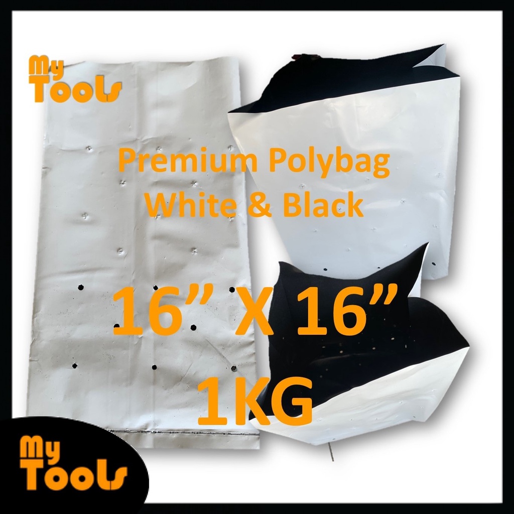 Mytools 1KG 16" x 16" HDPE Premium Black & White Polibeg UV Poly Bag ...